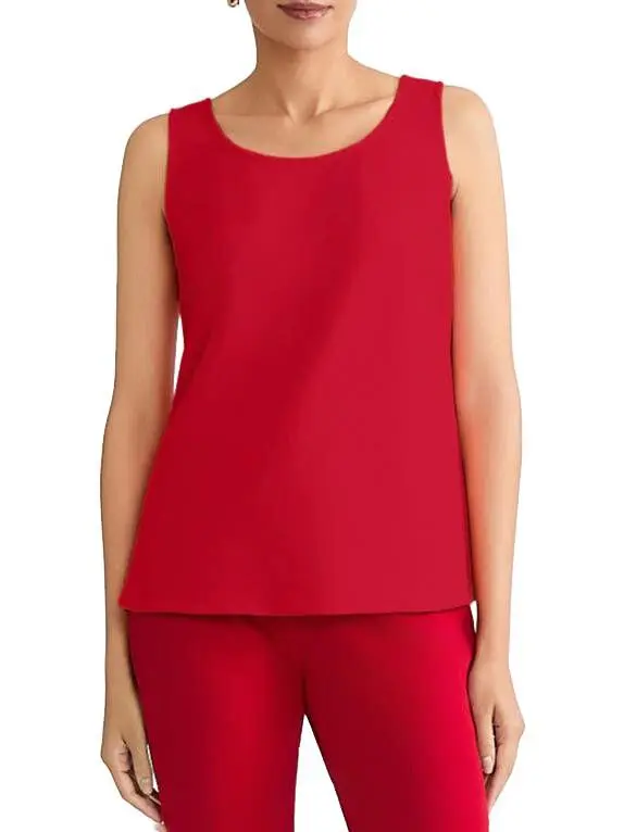 Ming Wang Deco Scoop Neck Stretch Crepe Tank - Holiday