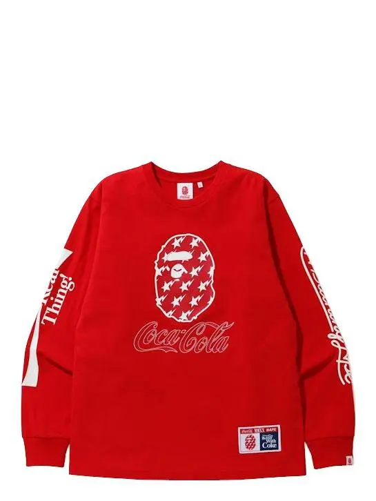 A BATHING APE X Coca Cola Long Sleeve Tee Shirt - Red