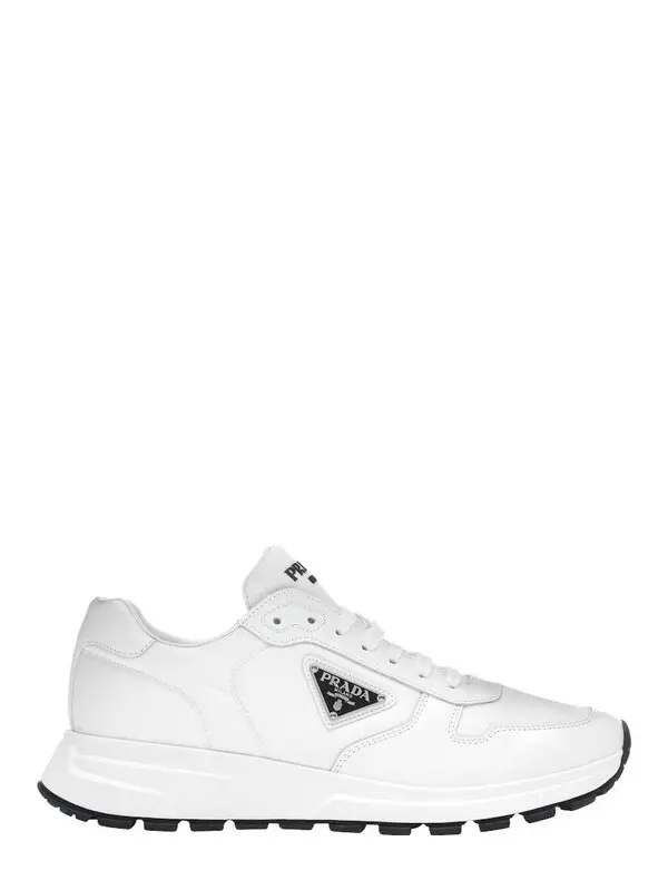 Prada Prax 01 Re-nylon And Brushed Leather Sneakers - White/black