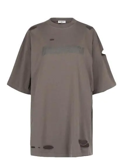 Balenciaga Distressed Graphic T-shirt - Taupe