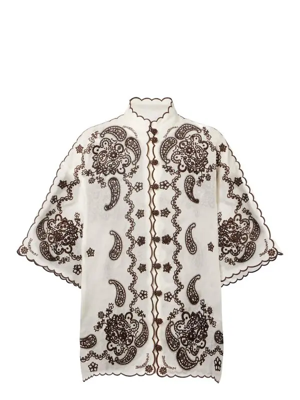 Zimmermann Ascension Embroidered Linen Shirt - White
