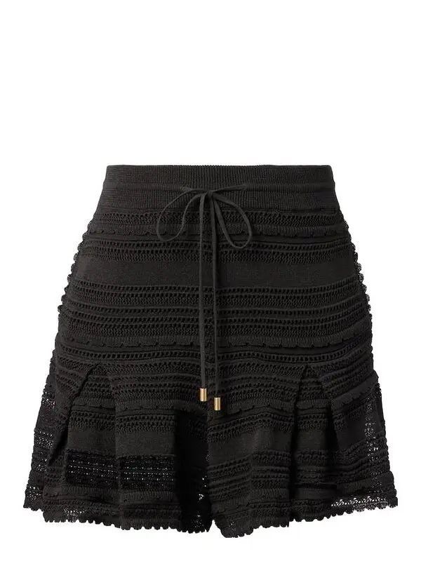 Zimmermann Lucky Knitted Lace Shorts - Black