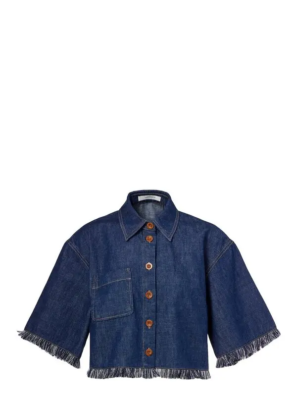 Zimmermann Rhiannon Fringed Denim Shirt - Blue