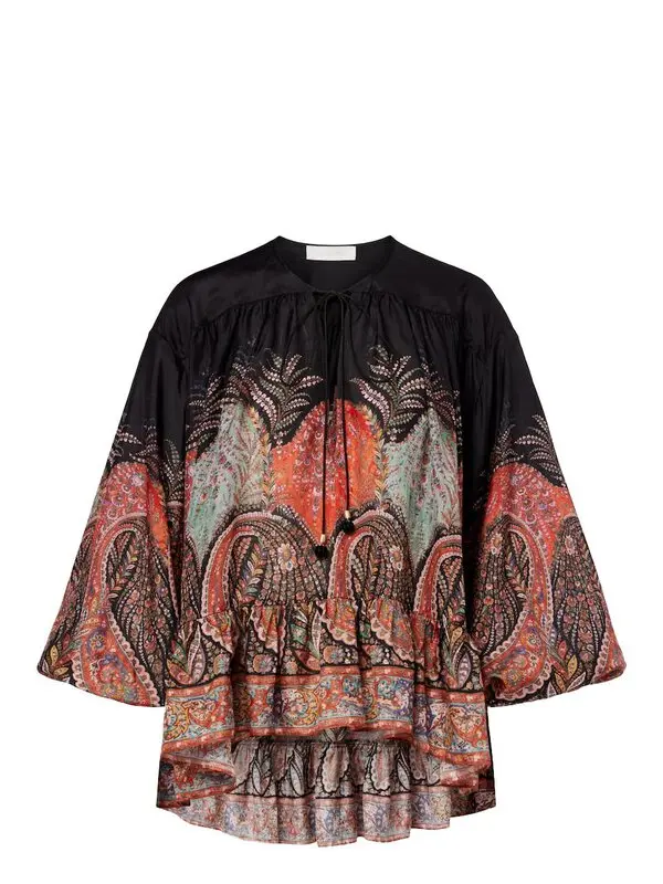 Zimmermann Rhiannon Ruffled Silk Top - Multicoloured