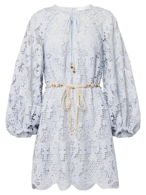 Zimmermann Belted Lace Minidress - Blue