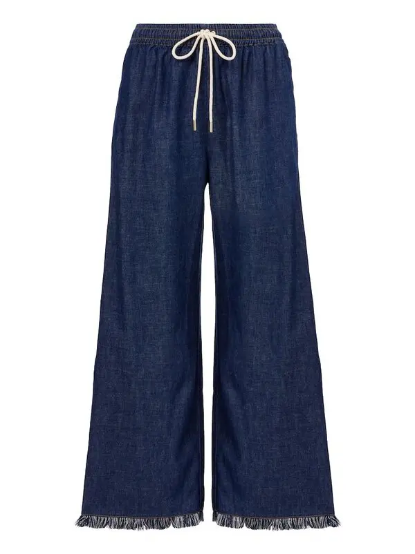 Zimmermann Rhiannon Fringed Wide-leg Jeans - Blue
