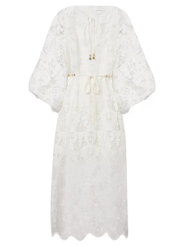 Zimmermann Coco Lace Midi Dress - White