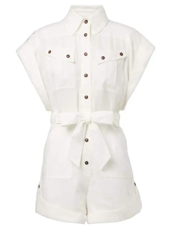 Zimmermann Linen Playsuit - White
