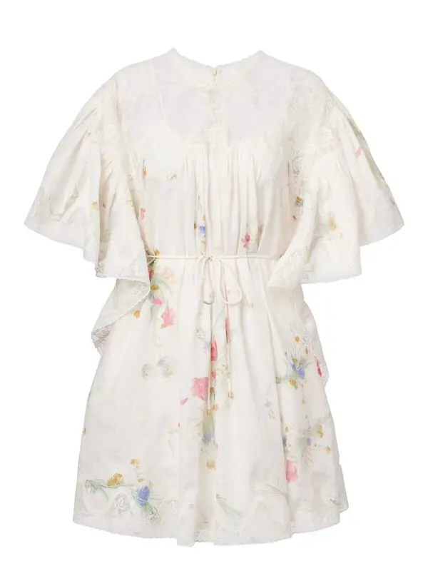 Zimmermann Lucky Lace-trimmed Linen Minidress - White