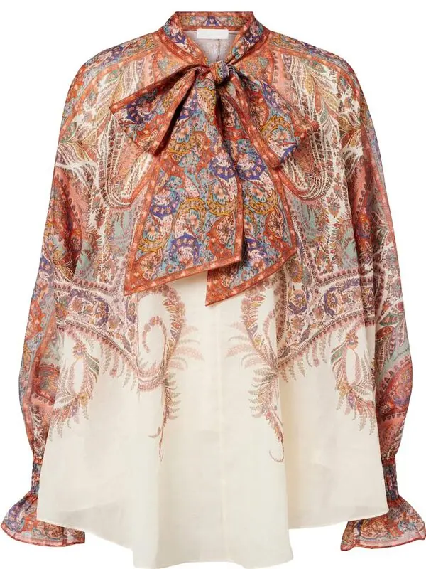 Zimmermann Rhiannon Bow-detail Paisley Blouse - Multicoloured