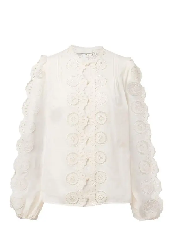 Zimmermann Lucky Embroidered Cotton Blouse - White