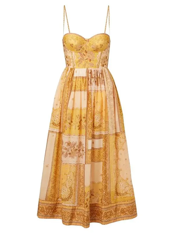 Zimmermann Lucky Shirred Cotton Corset Dress - Yellow