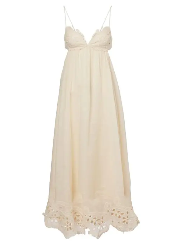 Zimmermann Coco Embroidered Ramie Maxi Dress - Beige