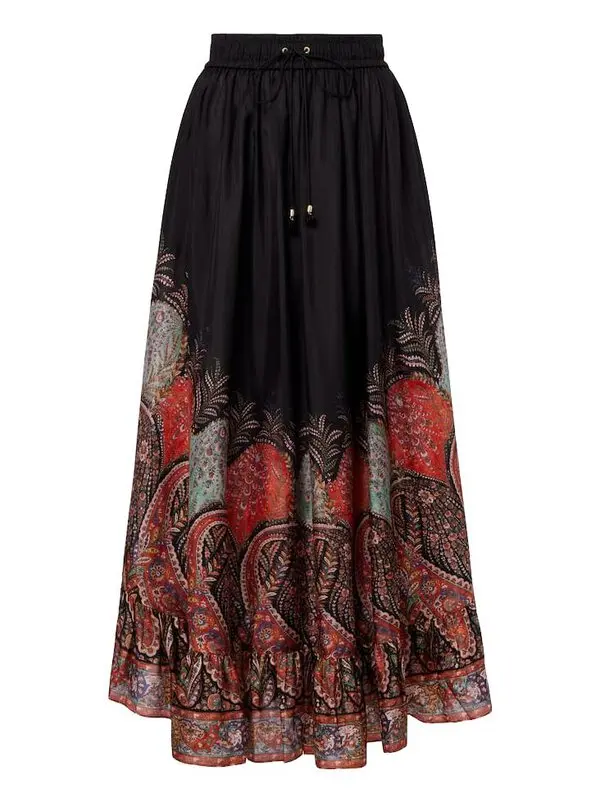 Zimmermann Rhiannon Ruffled Silk Maxi Skirt - Multicoloured
