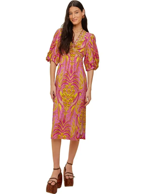 Farm Rio Printed Midi Dress - Pineapple Tapestry Pink