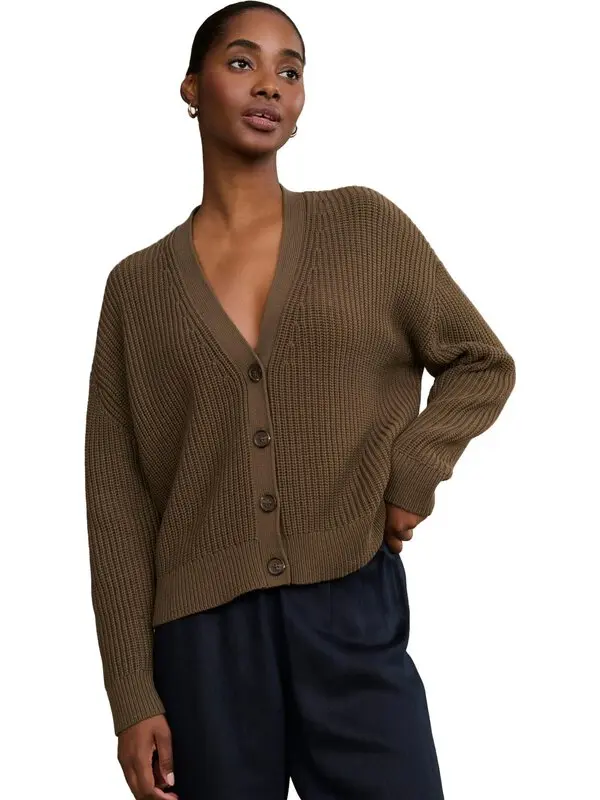 Jenni Kayne Cropped Cotton Cocoon Cardigan Sweater - Olive