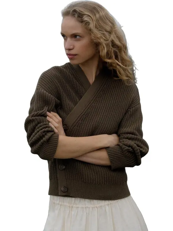 Jenni Kayne Cropped Cotton Cocoon Cardigan Sweater - Olive