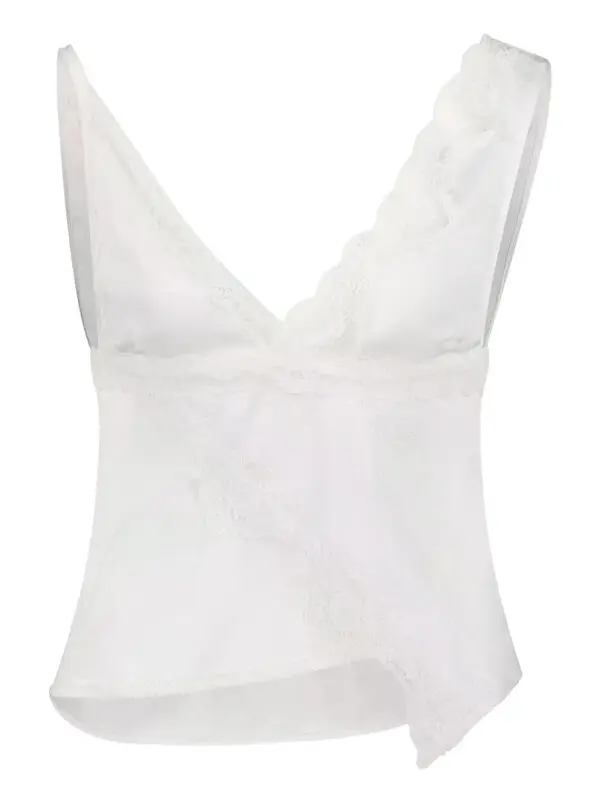 VAILLANT Lace-trimmed Satin Top - White