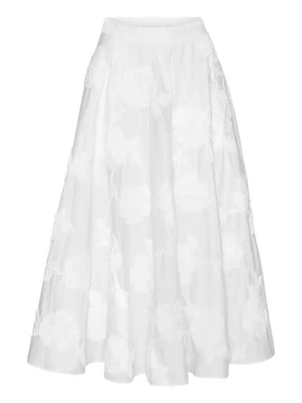 ROTATE BY BIRGER CHRISTENSEN Floral-embroidered Midi Skirt - White