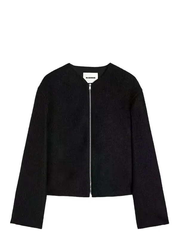 JIL SANDER Zip-front Textured Jacket - Black