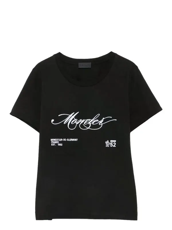 Moncler Embroidered-logo Cotton T-shirt - Black