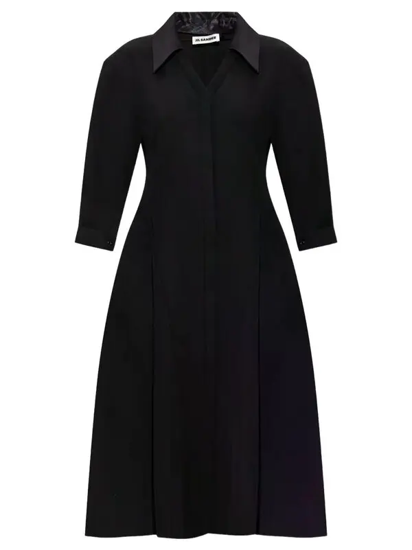 JIL SANDER Long-sleeve Midi Dress - 001 Black