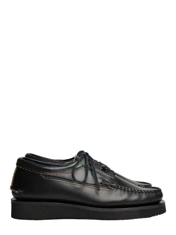 YUKETEN Leather Boat Shoes - Black