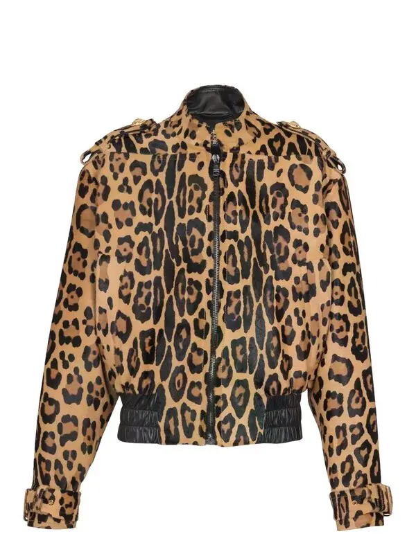 Balmain Leopard-print Leather Bomber Jacket - Neutrals