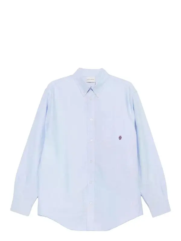 Drole De Monsieur Embroidered Organic Cotton Shirt - Blue