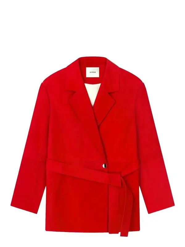 AERON Leather Belted Jacket - Red