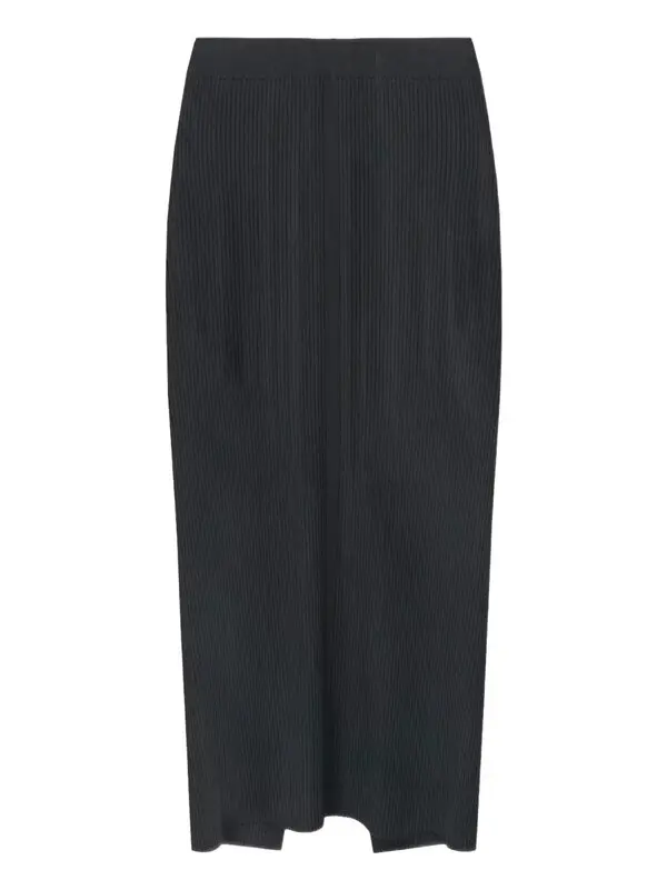 AERON High-waisted Ribbed Knit Skirt - Black