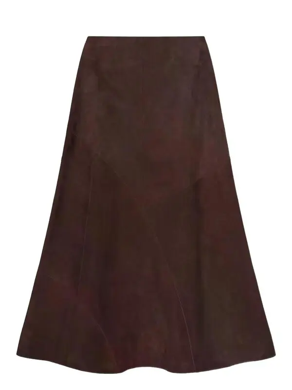AERON Leather A-line Midi Skirt - Brown