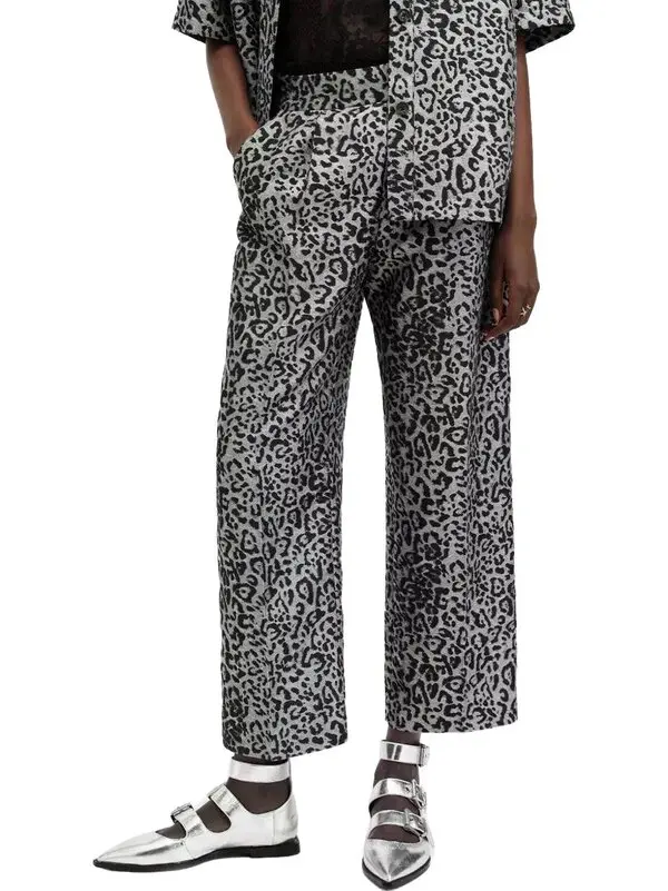 ALLSAINTS Leopard-print Trousers - Silver Grey