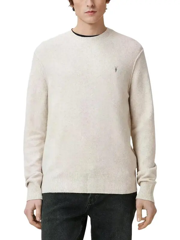 ALLSAINTS Logo-embroidered Crew-neck Jumper - Neutrals