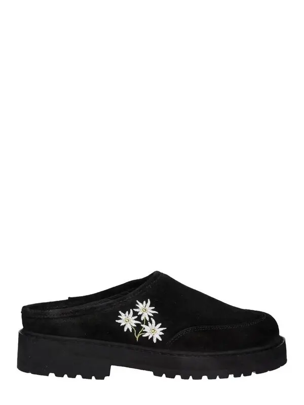 Diemme Maggiore Stella Embroidered Platform Mules - Black