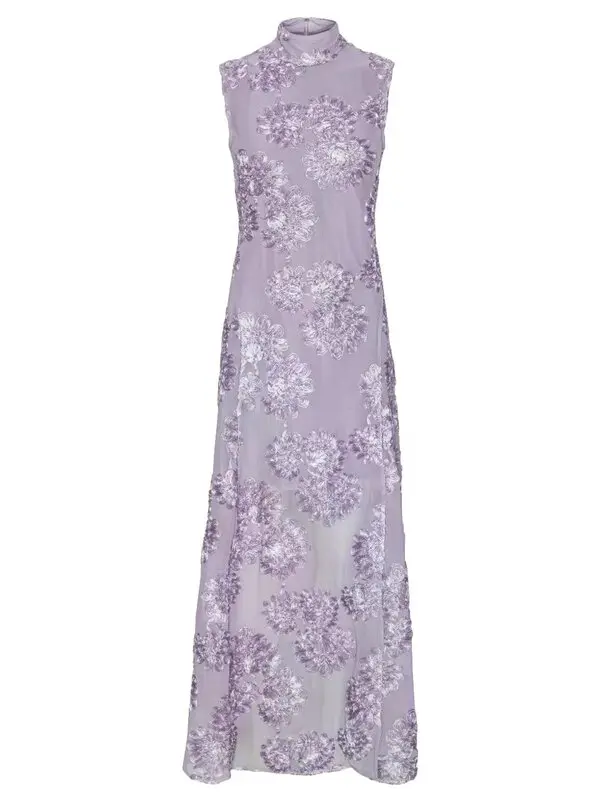 Remain Birger Christensen Floral Mesh Maxi Dress - Purple
