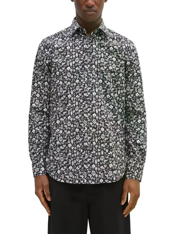 Paul Smith Floral Print Cotton Shirt - Black