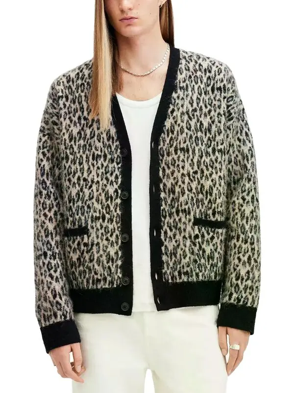 ALLSAINTS Leopard-print Button Cardigan - Neutrals