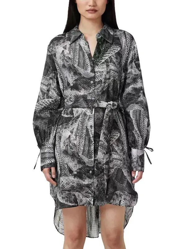 ALLSAINTS Snakeskin Print Shirt Dress - Grey