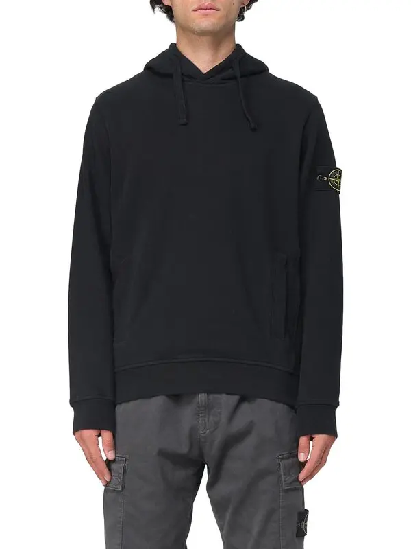 Stone Island Logo Patch Hoodie - Black
