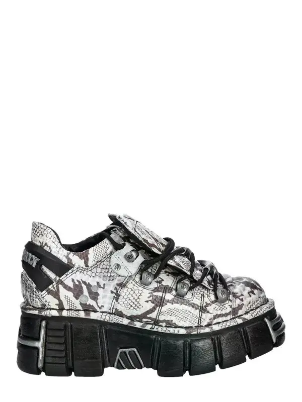 NEW ROCK Snakeskin-effect Platform Sneakers - White
