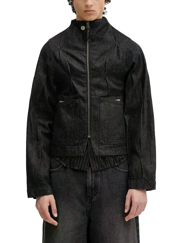 ADER ERROR Zip-fastening Pleated Denim Jacket - Black
