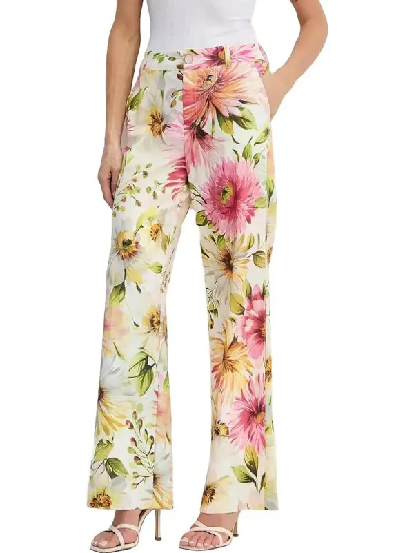 Guess Colette Floral-print Trousers - Neutrals