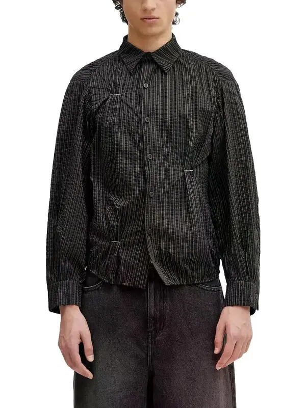 ADER ERROR Striped-pattern Gathered Shirt - Black