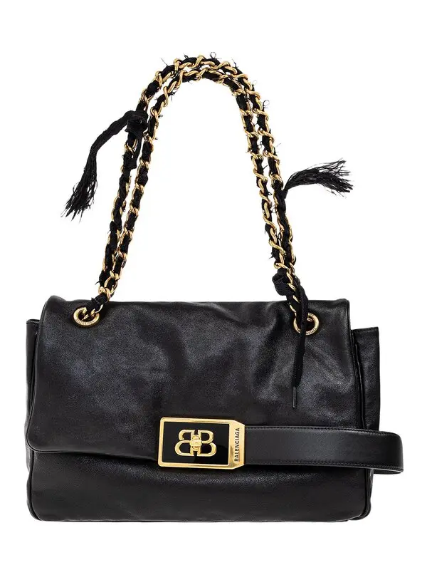 Balenciaga Modu Fringe Chain Shoulder Bag - Black