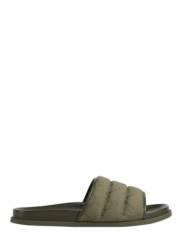 Gucci Gg Canvas Slide Sandal - Green