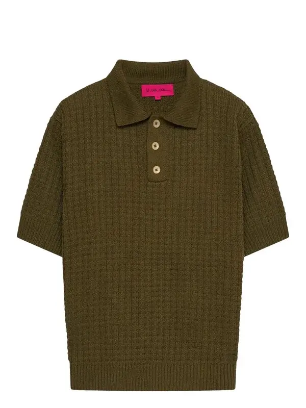THE ELDER STATESMAN Nora Lite Check Polo - Green