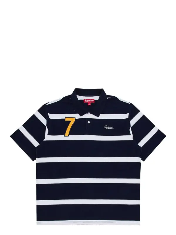 Supreme Striped Cursive Polo - Blue