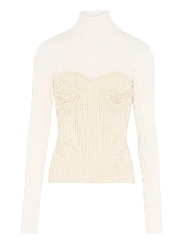 Jean Paul Gaultier Stretch Merino Wool Sweater - White