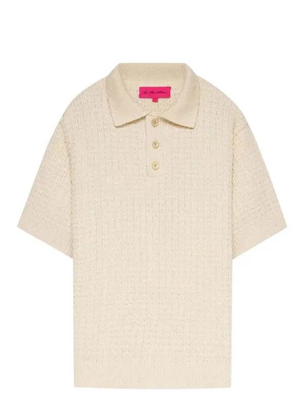 THE ELDER STATESMAN Nora Lite Check Polo - Cream